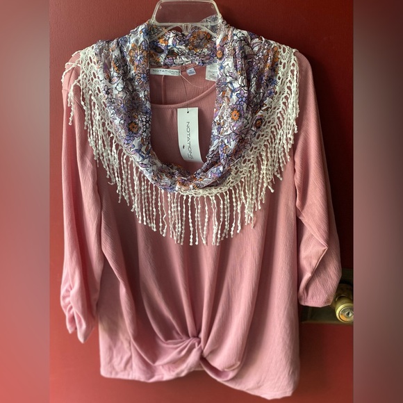 Notations | Tops | Nwt Beautiful Womens Notations Blouse With Attached ...